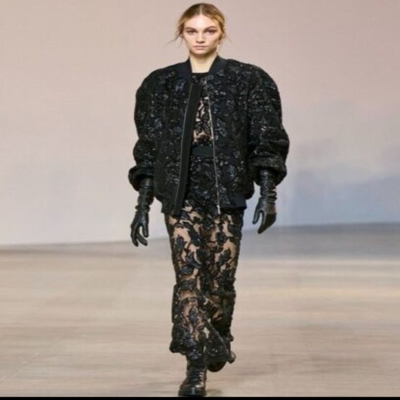 Elie Saab | Jackets & Coats | Elie Saab 222 Ready To Wear Black Sequin ...